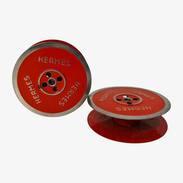 Red Silver Metal Ribbon Spools for Hermes Typewriters - ElGranero